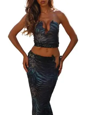 OUTCAST Milliea Maxi Skirt - Blue/print