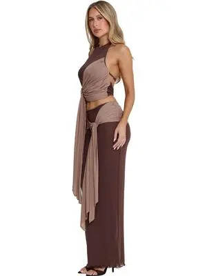 OUTCAST Nerina Maxi Skirt - Brown