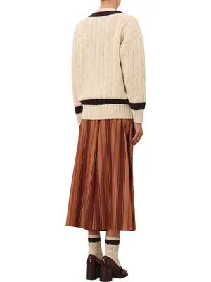 Zimmermann Valiant Cable Knit V-neck Sweater - Natural