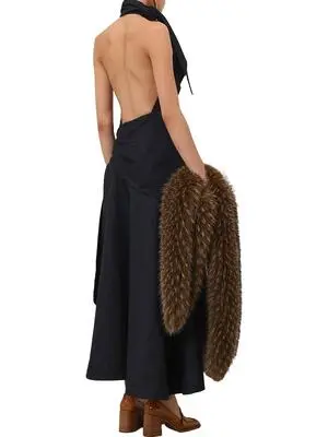 Zimmermann Valiant Draped Denim Midi Dress - Night Sky