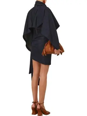 Zimmermann Valiant Draped Denim Mini Dress - Night Sky