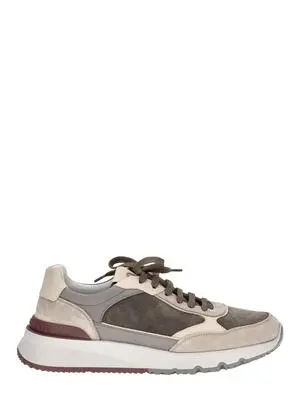 Brunello Cucinelli Paneled Leather Sneakers - Grey