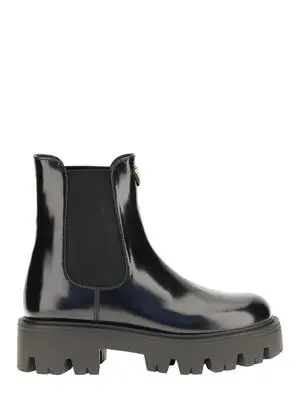 Prada Brushed Leather Ankle Boots - Black
