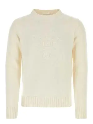 Prada Wool Crewneck Jumper With Logo Detail - White