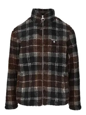 Barbour Plaid Fleece Zip-up Jacket - Black