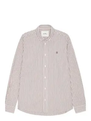 LES DEUX Striped Embroidered-logo Shirt