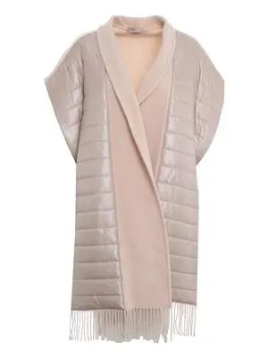 Herno Cape-style Jacket With Shawl Collar And Tasseled Hem - Beige