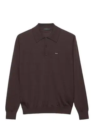 Prada Long-sleeved Superfine Wool Polo Sweater - Dark Brown