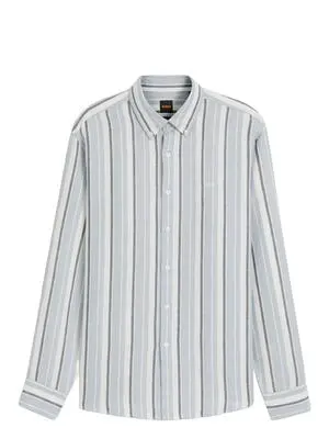 Hugo Boss Striped Button-up Shirt - Light Blue Stripe