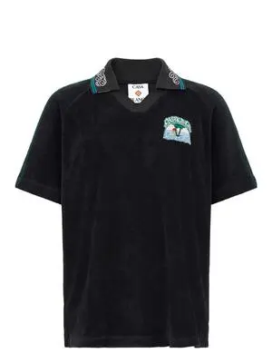 Casablanca Towelling' Jacquard Polo Shirt - Black