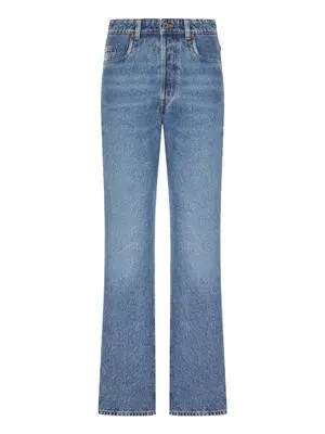 Miu Miu Light Wash Denim Flare Jeans - Blue