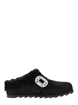 ROGER VIVIER Slidy Viv Mules With Embellished Buckle - Black