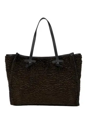 GIANNI CHIARINI Textured Faux Fur Tote Bag - Black