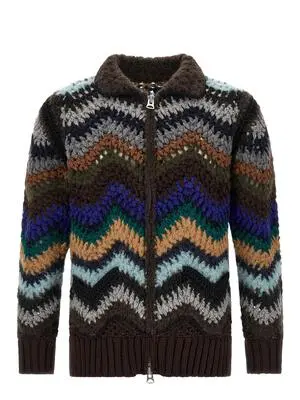 Sacai Zip-up Knit Top - Multi-color