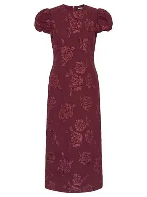 ROTATE BY BIRGER CHRISTENSEN Jacquard Midi Puffy Dress - Red