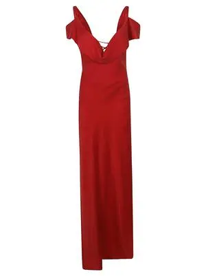 MARIA LUCIA HOHAN Tamara Lace-up Maxi Dress - Red