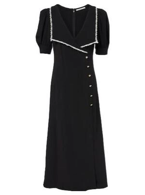 Alessandra Rich Lace-trimmed Cady Midi Dress - Black