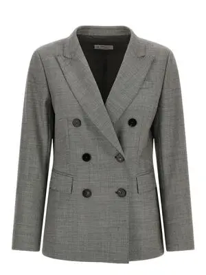 Alberto Biani Double-breasted Blazer With Peak Lapels - Gray