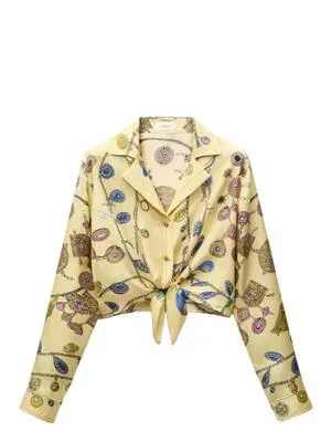 Versace Broken Jewels' Print Tie-waist Shirt - Yellow