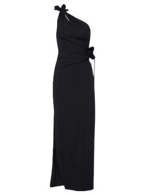 Coperni Asymmetrical Cocktail Dress With Floral Appliqués - Black