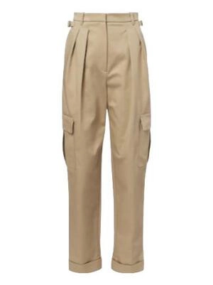 MUGLER Pleated Cotton-blend Cargo Pants - Beige