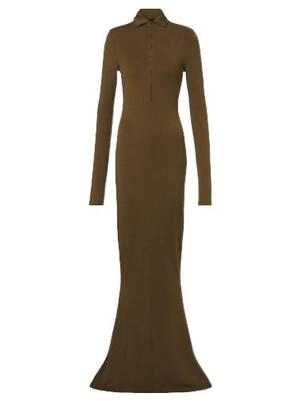 MUGLER Mugler Wool-Blend Jersey Polo Maxi Dress