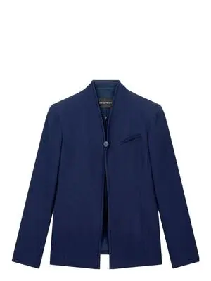 Emporio Armani Jacket With Bib In Crepe Gabardine Signature Capsule - Blue