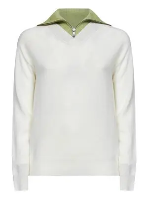 MAISON MARGIELA Layered Effect Open Collar Jumper - White