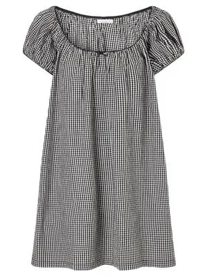 DÔEN DOEN Julia Gingham Organic Cotton-Poplin Mini Dress Gray