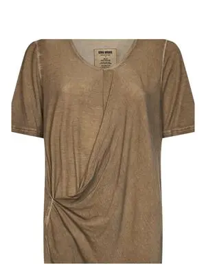 UMA WANG Short-sleeve T-shirt With Pleating - Brown