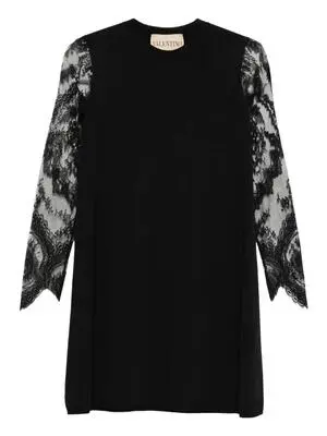 Valentino Garavani Lace-sleeve Mini Dress - Black