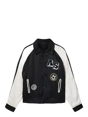 ALLSAINTS Long Sleeve Embellished Snap Button Jacket - Black/ivory