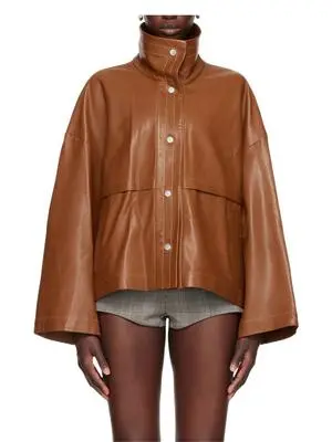 NOUR HAMMOUR Nour Hammour Stand Collar Drop Shoulder Casual Jacket