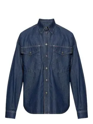 Versace Logo-embroidered Denim Shirt - Blue