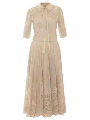 Fabiana Filippi Sheer Lace Midi Dress - Beige