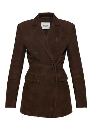 ARMA Long Sleeve Leather Blazer - Brown