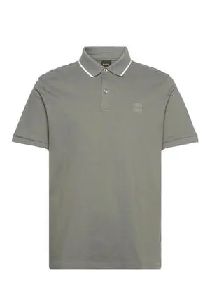 Hugo Boss Contrast Trim Logo Patch Polo Shirt - Grey