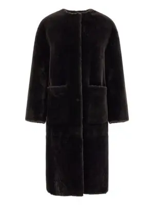 BLANCHA Long-sleeved Fur Coat - Brown