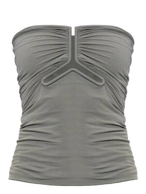 Rick Owens Sleeveless Shirred Top With Cut-out Detail - Gray