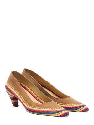 Gabriela Hearst Peggy Suede And Raffia Pumps - Multi-color