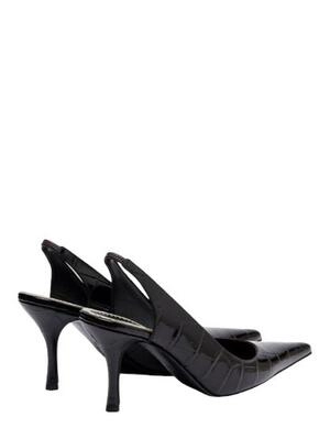 Magda Butrym Croc-effect Leather Slingback Pumps - Black
