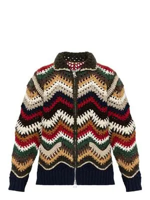 Sacai Long-sleeve Knit Top With Zip Closure - Multicolor
