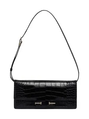 TOM FORD Embossed Crocodile Shoulder Bag - Black