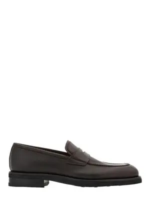 FERRAGAMO Calfskin Leather Penny Loafer - Brown