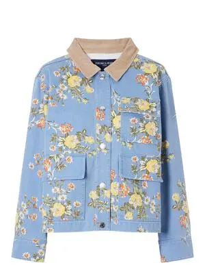 Veronica Beard Leighton Floral-print Denim Jacket - Blue