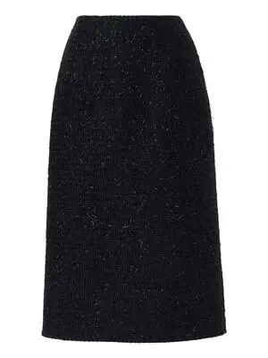 SIMONE ROCHA Simone Rocha Shearling-Trimmed Metallic-Tweed Midi Skirt