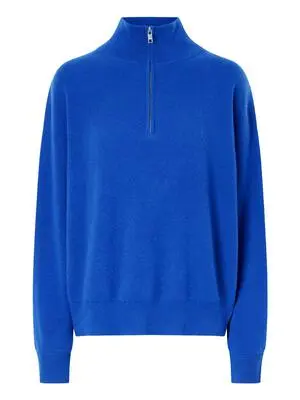Staud Hudson Cashmere Half-zip Turtleneck Sweater - Blue