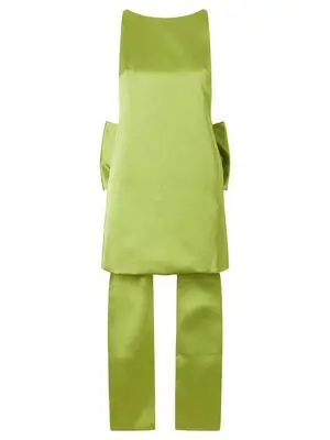 SELF-PORTRAIT Bow-detailed Satin Mini Dress - Green
