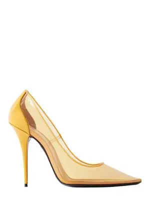 Saint Laurent Folie 110 Leather-trimmed Tpu Pumps - Yellow