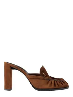 Saint Laurent Le Loafer Suede Pumps - Brown